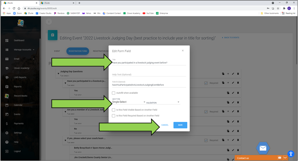 Events - Registration Form